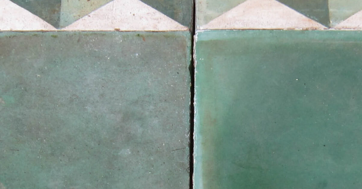 Franse cementtegels effen groen met Escher tegels